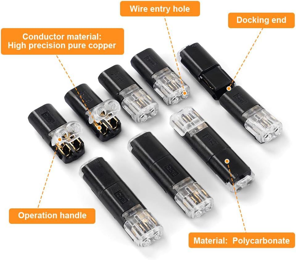 50pcs LED Wire Connector – Quick Connect Solder-Free Terminal Block for ...