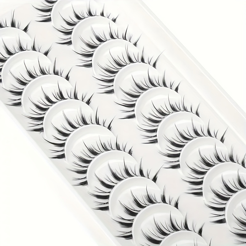 10 Packs Comic Eyelashes - Natural Look, Pointed Cat Eyes, Individual ...