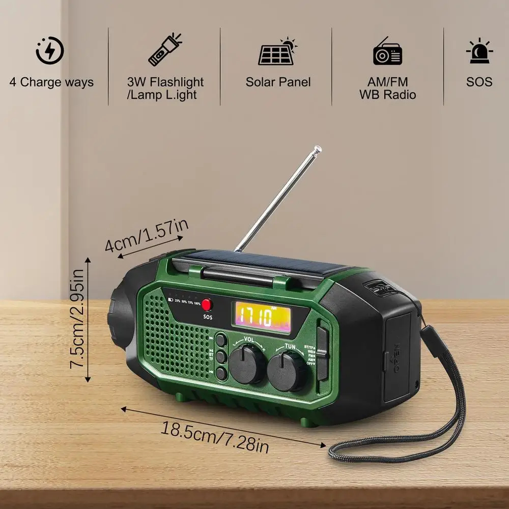 Hand cranked generator radio Multifunction emergency radio With LED ...