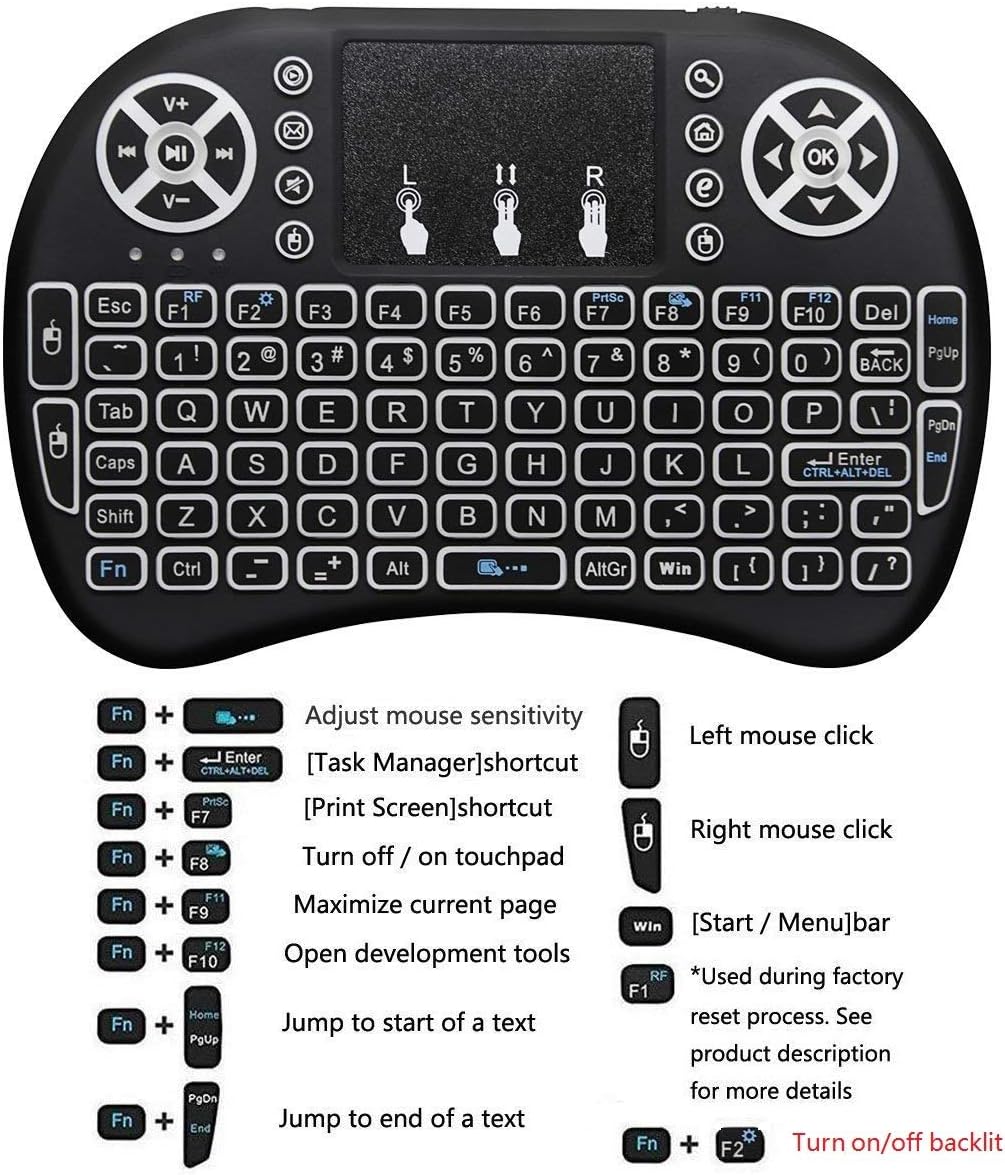 Wireless Keyboard i8 2.4G Mini Rechargeable English Touchpad Universal ...