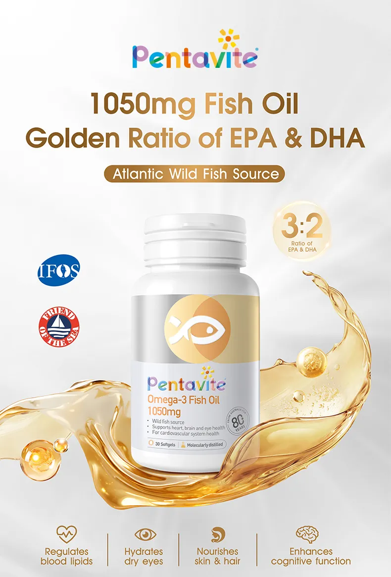 [Bone + Muscle Booster] Pentavite Omega-3 Fish Oil 1050mg + Pentavite ...