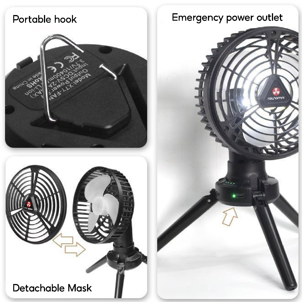 Kimviento 10400mah Camping Fan with Light Auto Rotate Ceiling Fan ...