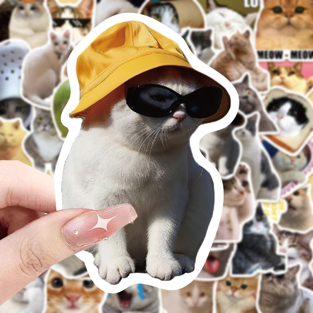 50PCS Cat Emoji Stickers - Waterproof Vinyl Decals for Laptop, Phone ...