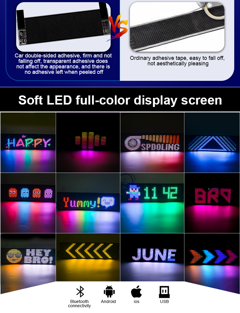 New 1-2PCS Car Windshield LED Lights Devil's Eye LED Screen Lights USB ...
