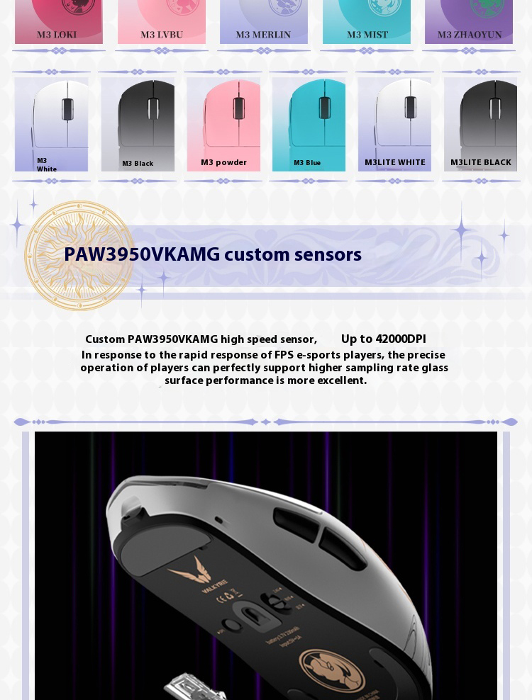 VALKYRIE VK M3 PRO Wireless Mouse PAW3950 Lightweight 42000DPI 230mAh ...