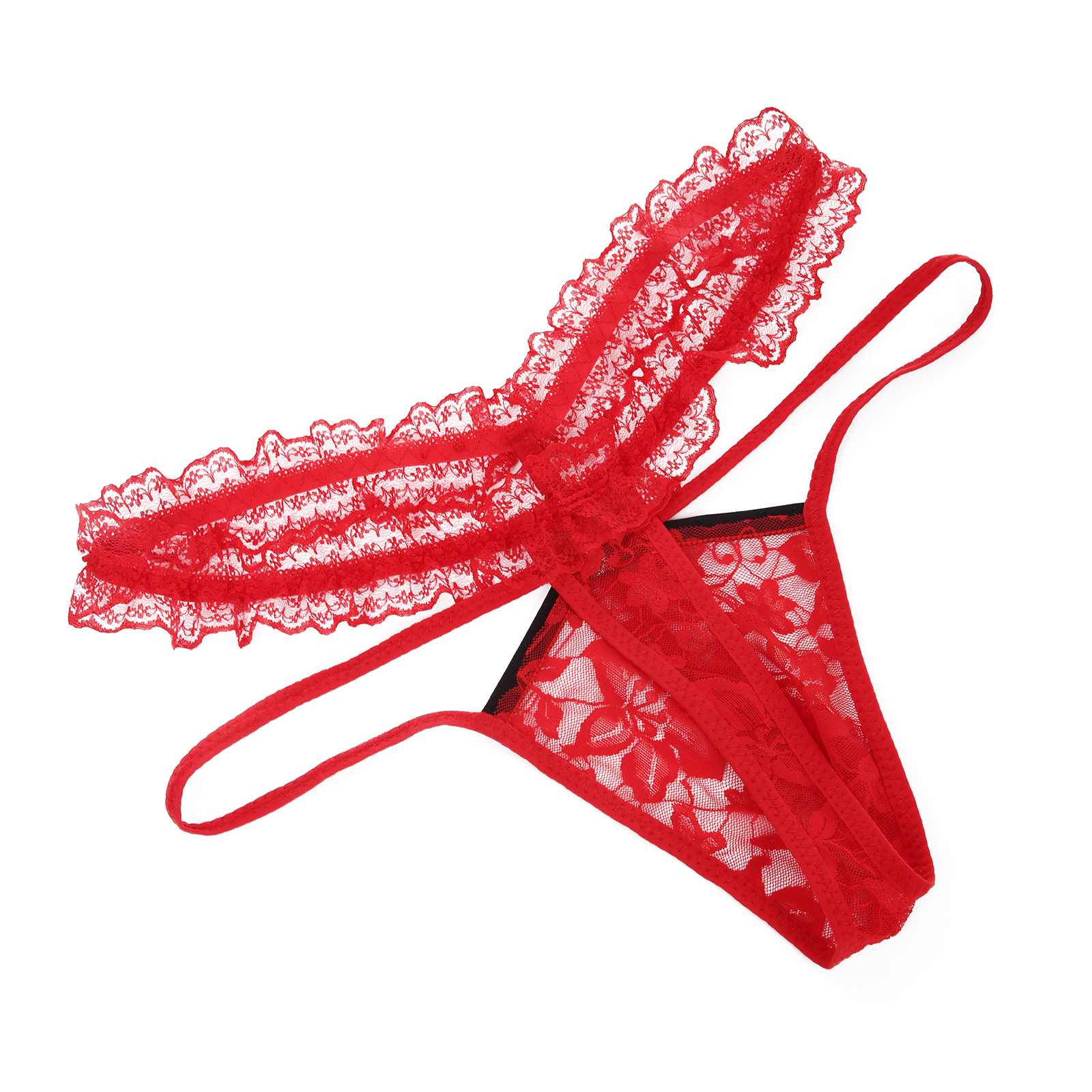 Men's Thong Underwear Sexy Lace Open Crotch Sheer G-Strings Low Rise ...