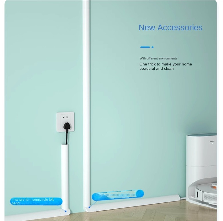 PVC wall corner Wire Trunking DIY Triangle Curved Cable Cover Skirting ...