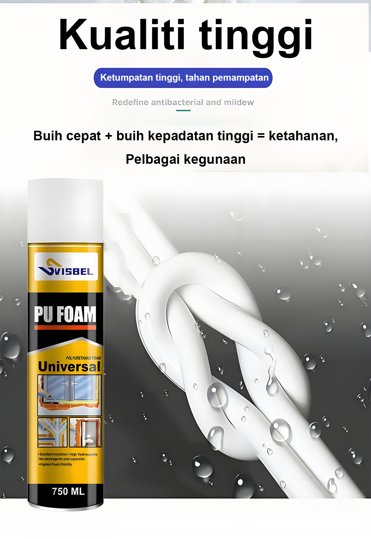 Level A1 PU Foam Spray 750ml Polyurethane Foam Home decoration Fill Crack and Joint Spray Busa ...
