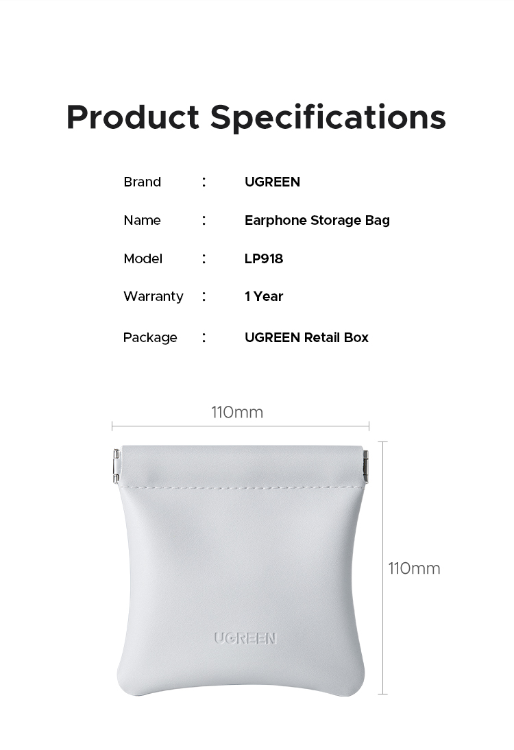 UGREEN Magnetic Leather Earbuds Storage Bag Soft Fabric Velvet Lining ...