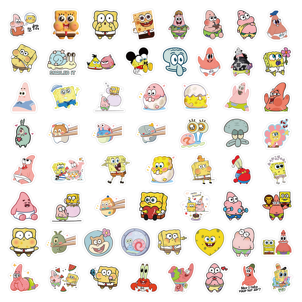 120pcs Spongebob Patrick Star Stickers Anime Cute Sandy Cheeks DIY ...
