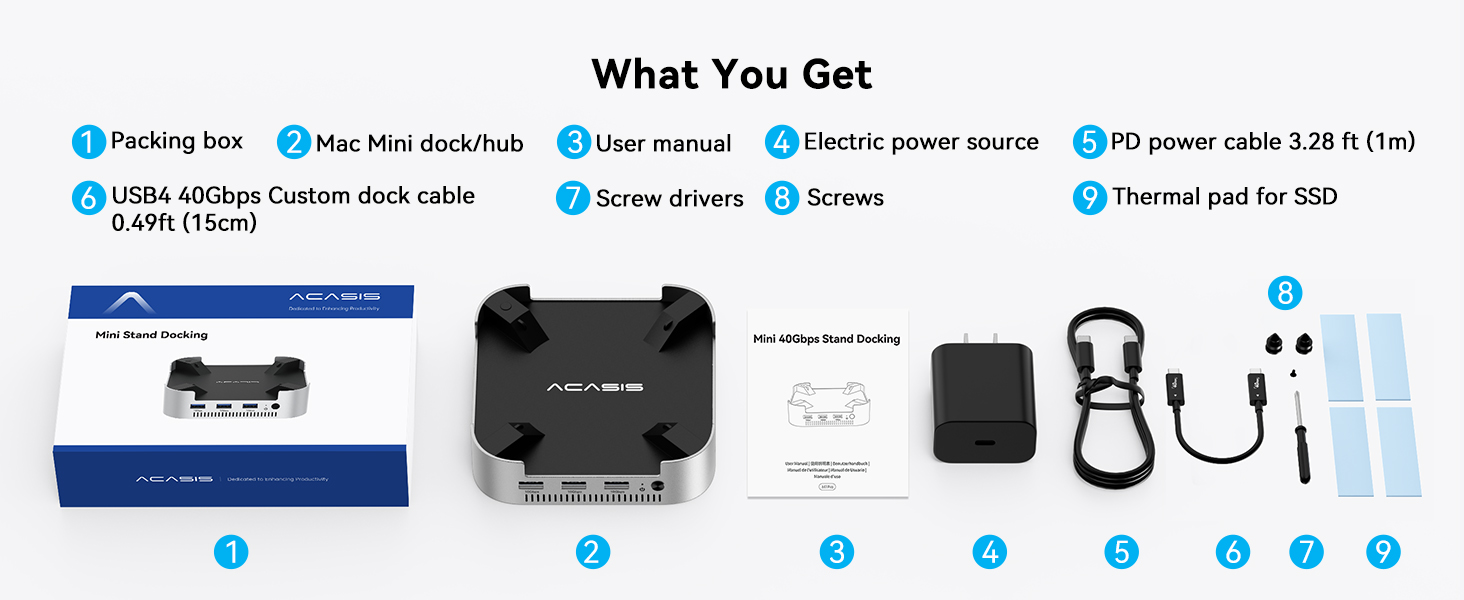 ACASIS 40Gpbs Enclosure Docking Station - USB-C with 2xDP, SD/TF 3.0 ...