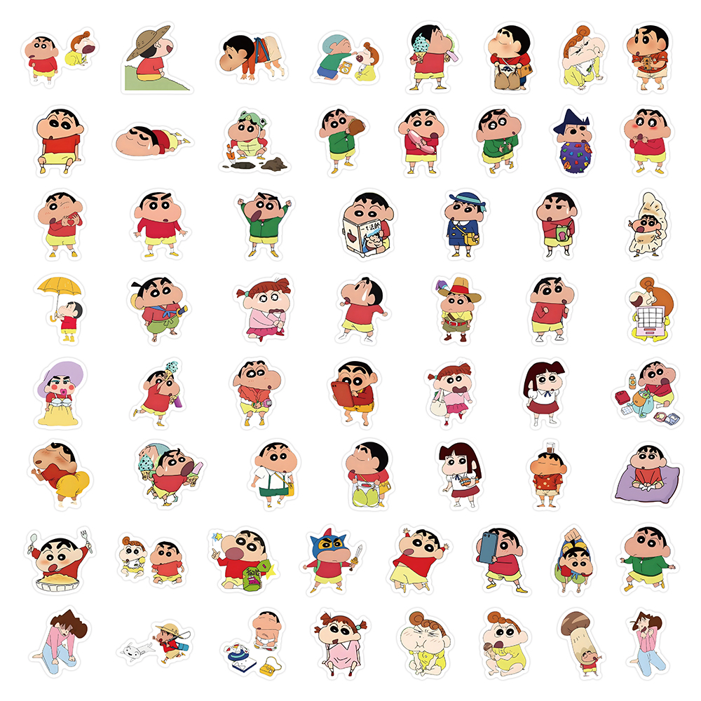 120PCS Cute Crayon Shin chan Stickers Cartoon Waterproof For Phone ...