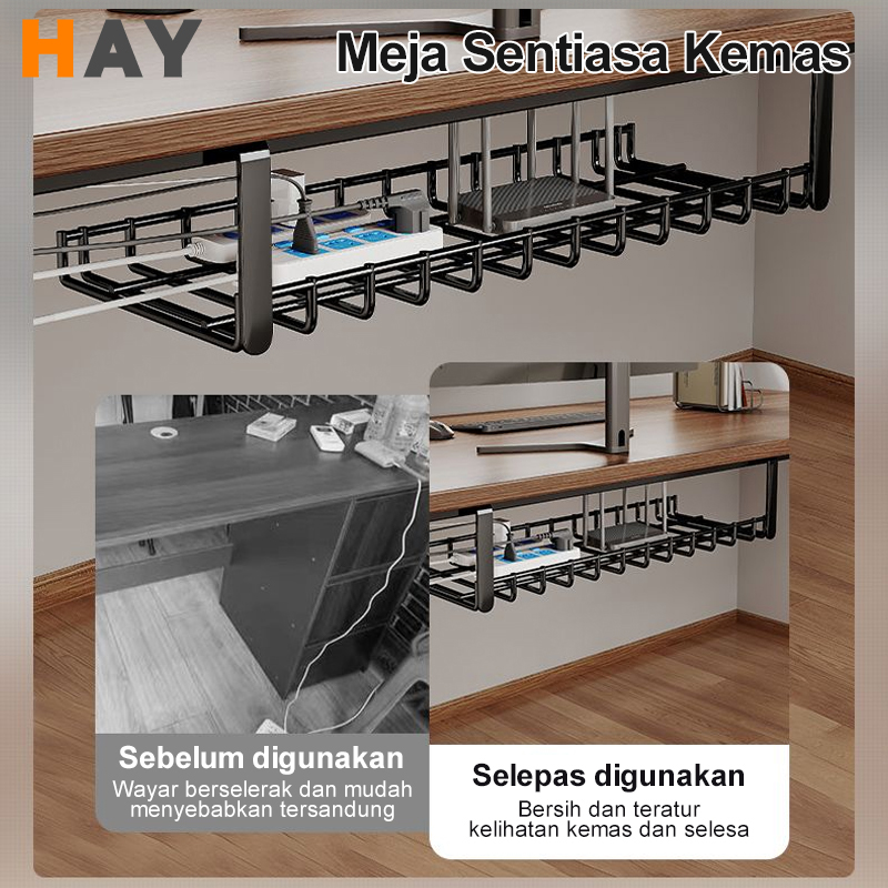 Under Table Cable Management Wire Organizer Cable Tray Under Desk Shelf ...