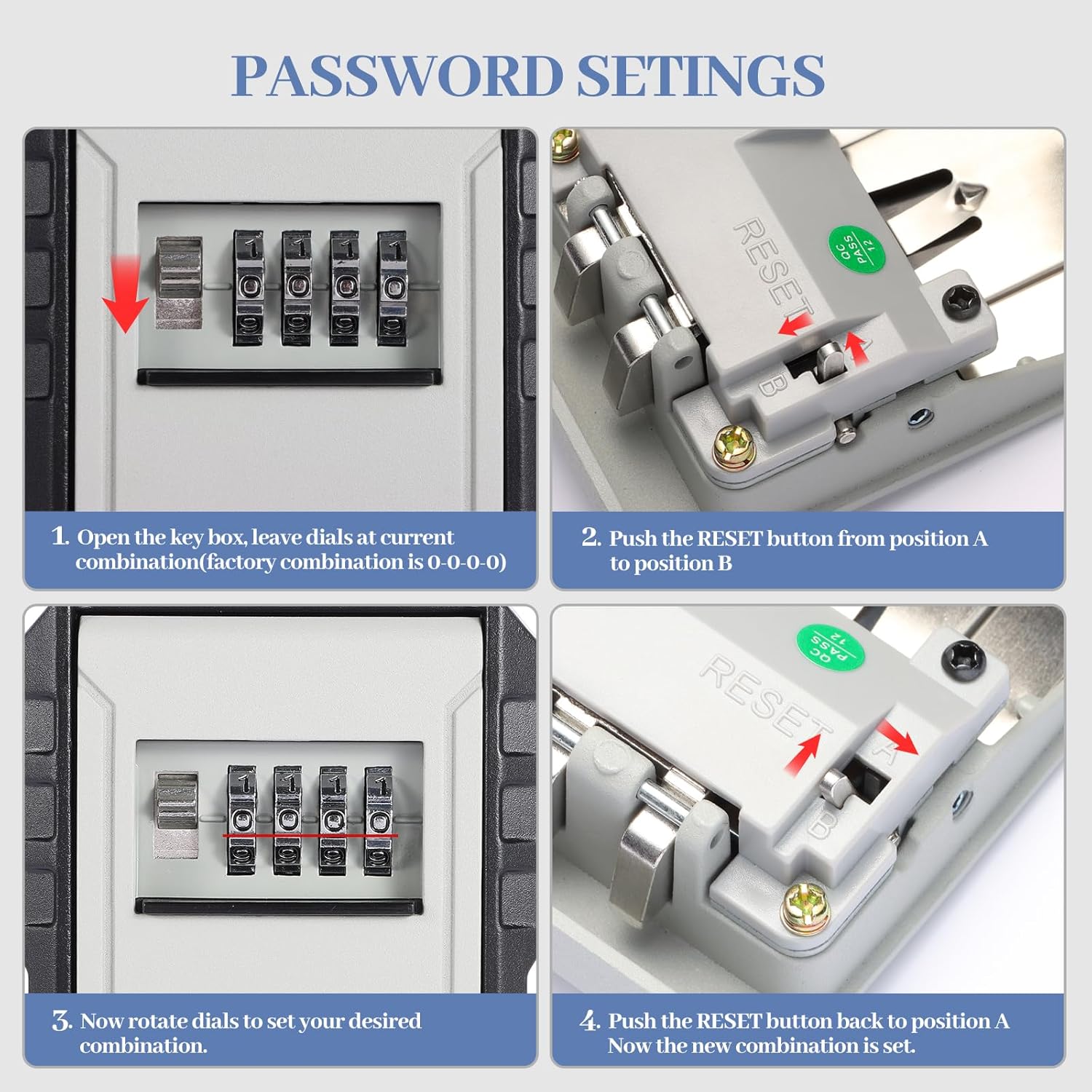 KIPRUN Key Lock Box, Resettable 4 Digit Combination Wall Mount Key ...