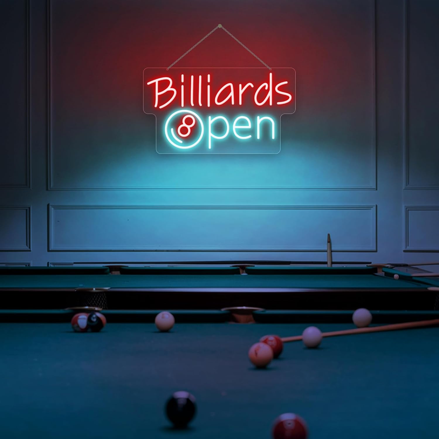Billiards Open Sign Billiards LED Neon Light Custom Billiard 8 Ball ...
