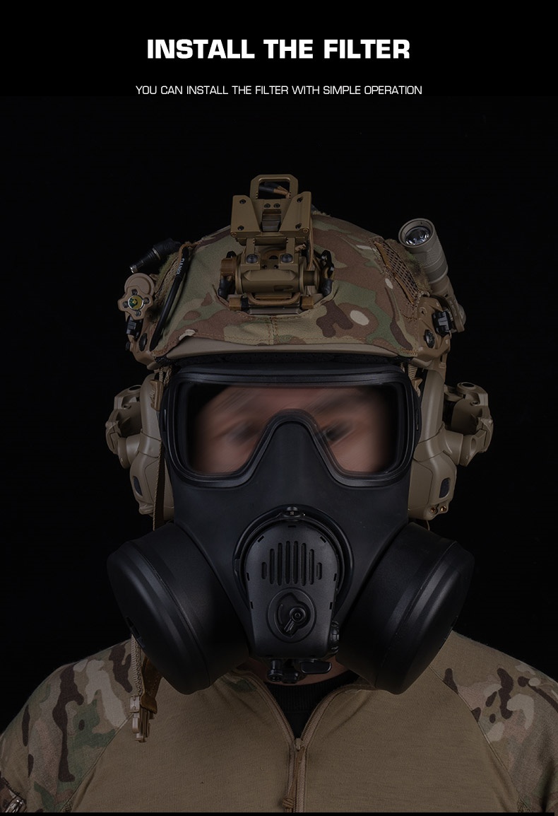 Model of tactical respirator exhaust fan gas mask filter canister ...