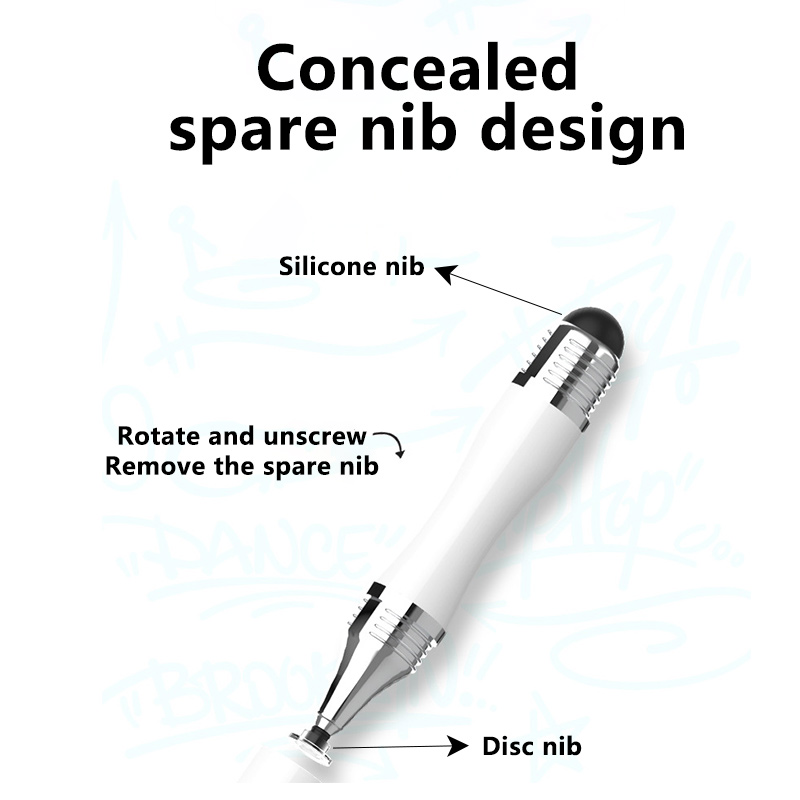 2-in-1 Capacitive Stylus - No Charging Needed for Android/iOS Tablets ...