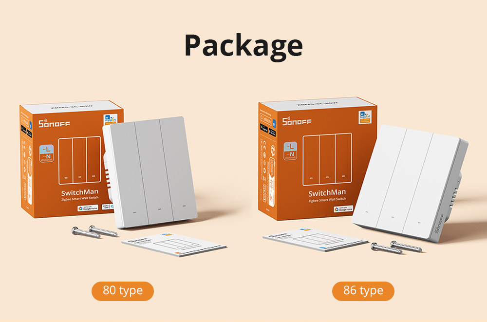 SONOFF ZBM5 80/86 Type SwitchMan Zigbee Smart Wall Switch Supports Both ...
