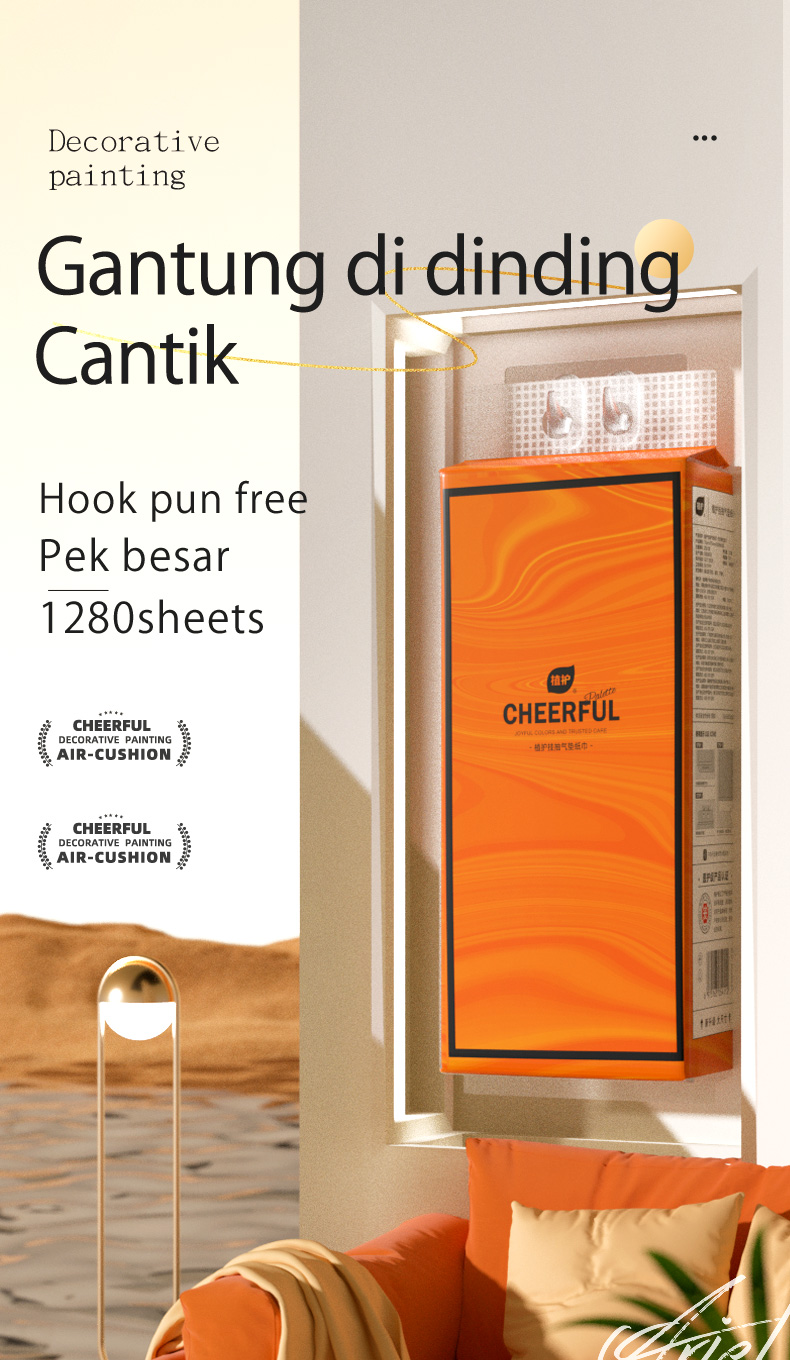 【12 Packs】Botare AIR-cushion Cheerful Tissue 4-Ply 1280 sheets 175*175mm Deluxe Comfort Tissue ...