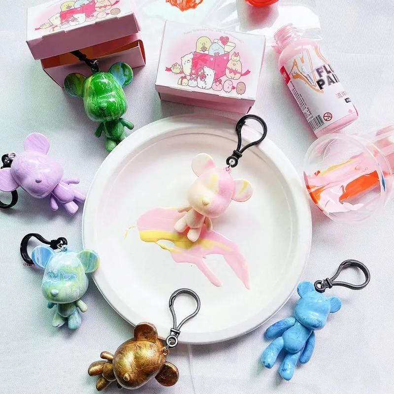 🔥Malaysia Spot🔥DIY Fluid Bearbrick Keychain Set Party Gift Children ...