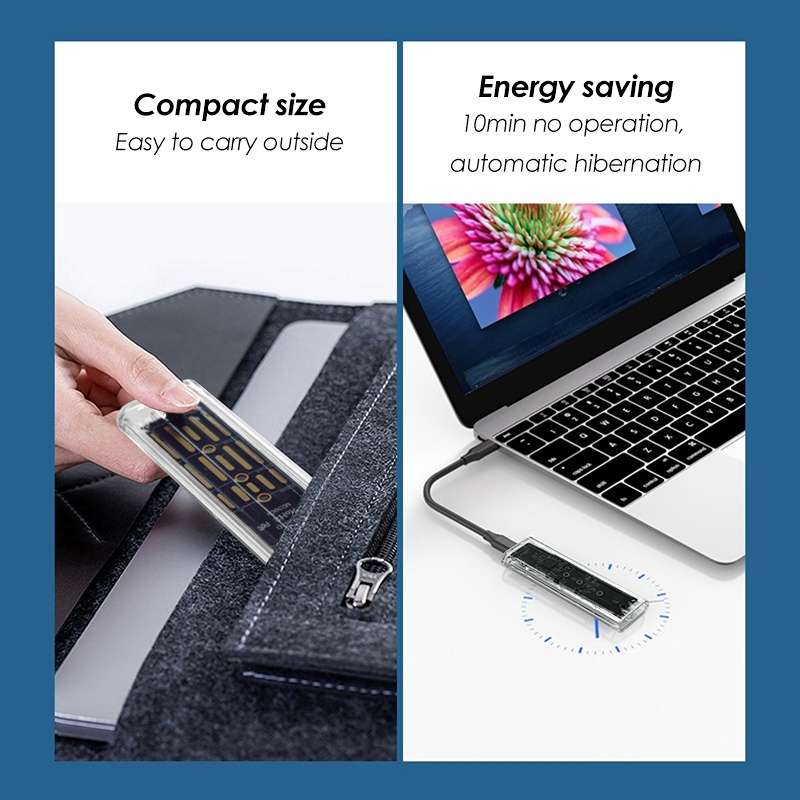 M.2 NVMe SSD Transparent Hard Drive Enclosure NGFF NVMe Dual Protocol ...