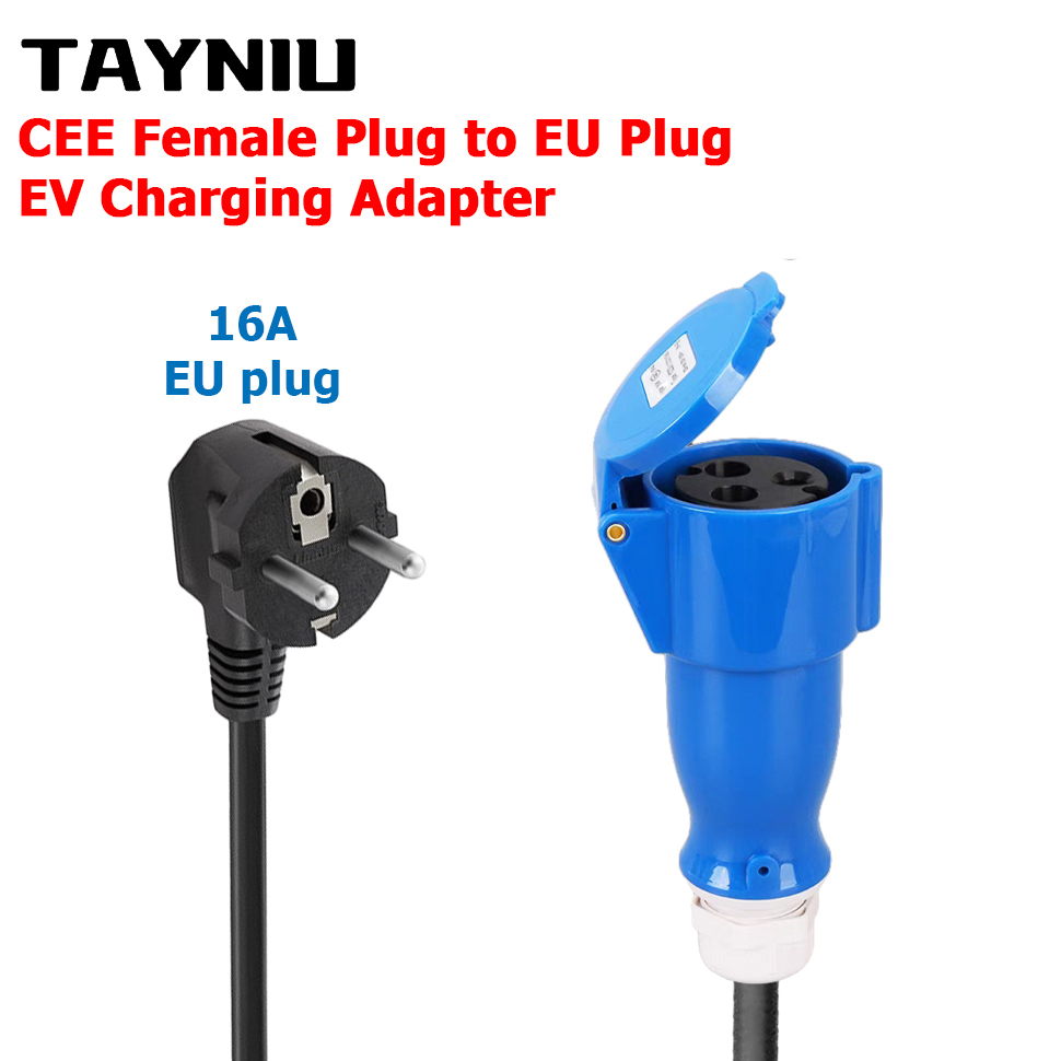 TAYNIU EV Portable Charger EU Plug To CEE Blue Power Female Plug Socket ...