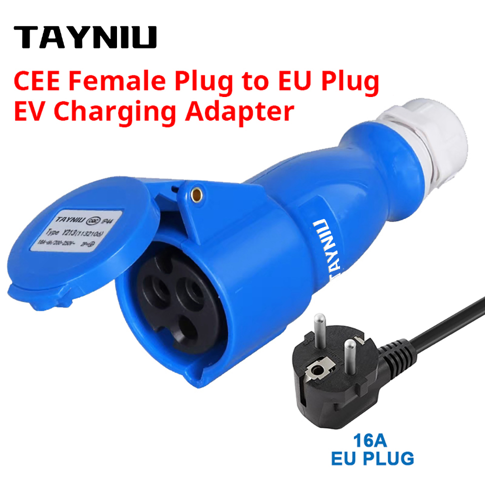 TAYNIU EV Portable Charger EU Plug To CEE Blue Power Female Plug Socket ...