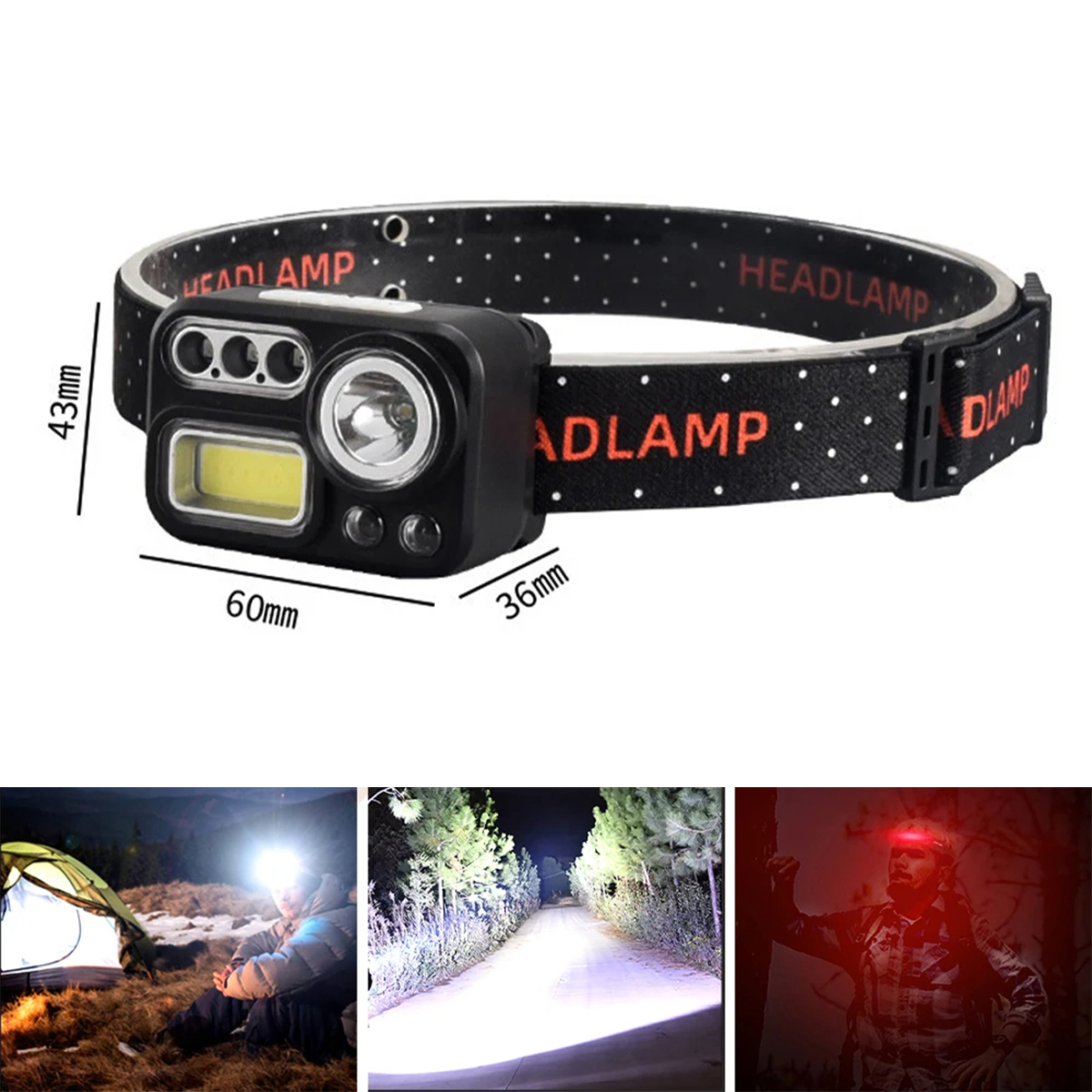 Red/Green/White/UV 8 Modes Led Headlamp Headlights Flashlight Sensor ...