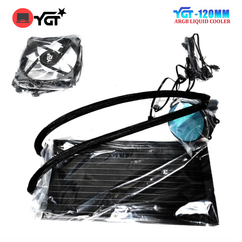 YGT Black CPU Liquid Cooler All-in-one ARGB 120mm Cooling Fan Heatsink ...