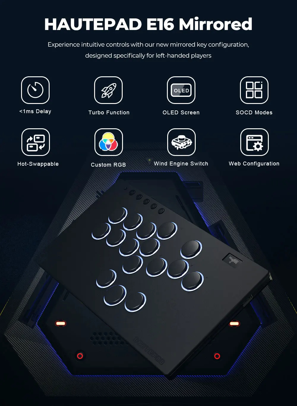 Haute42 E16 Mirrored Hitbox Leverless Controller For PC/PS4/PS5/Switch ...