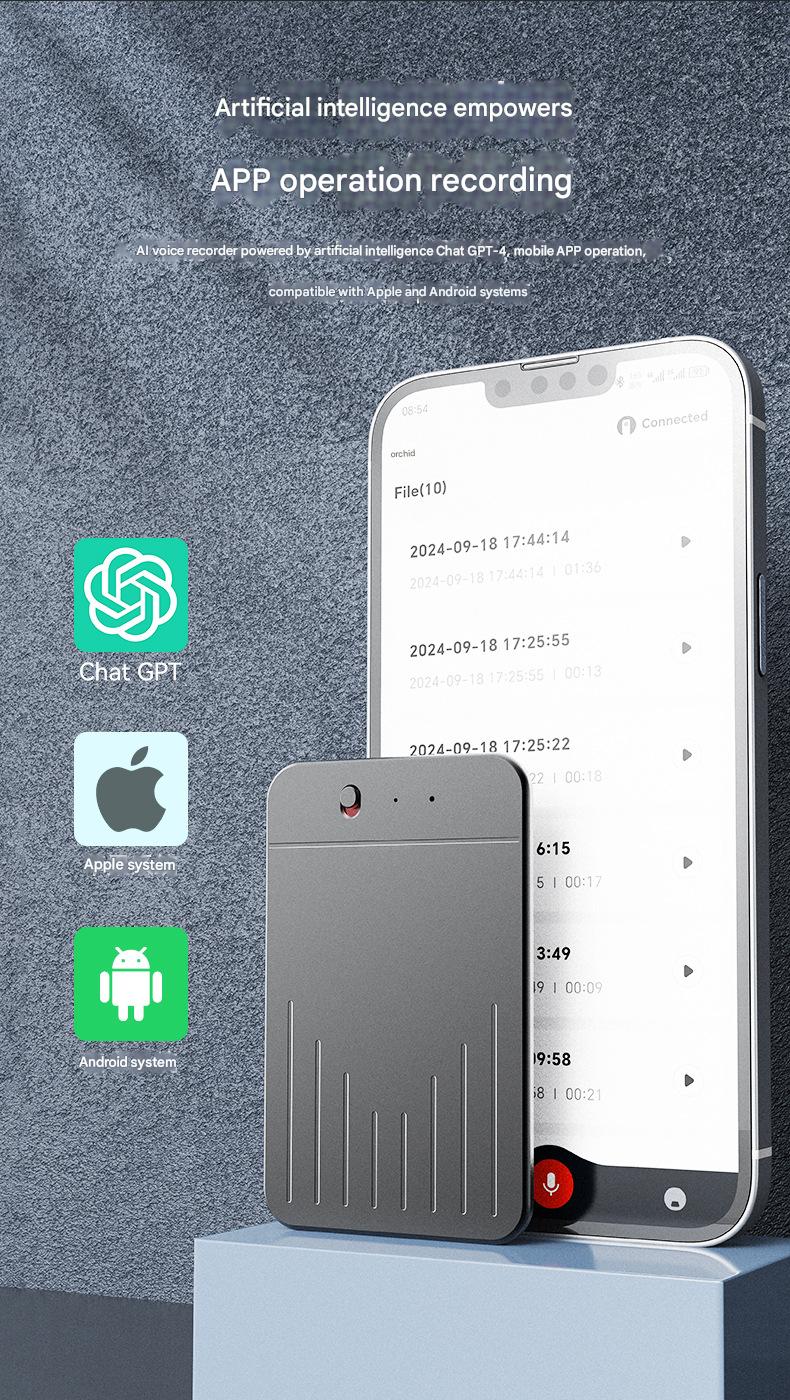 New AI Voice Recorder APP Control AI Notetaking Device translation ...