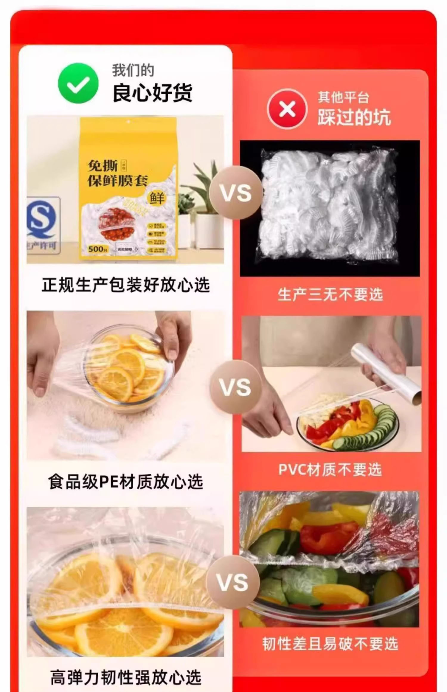 🔥Ship 24H🔥 500PCS Disposable Food Cover Transparent Elastic Extractable ...