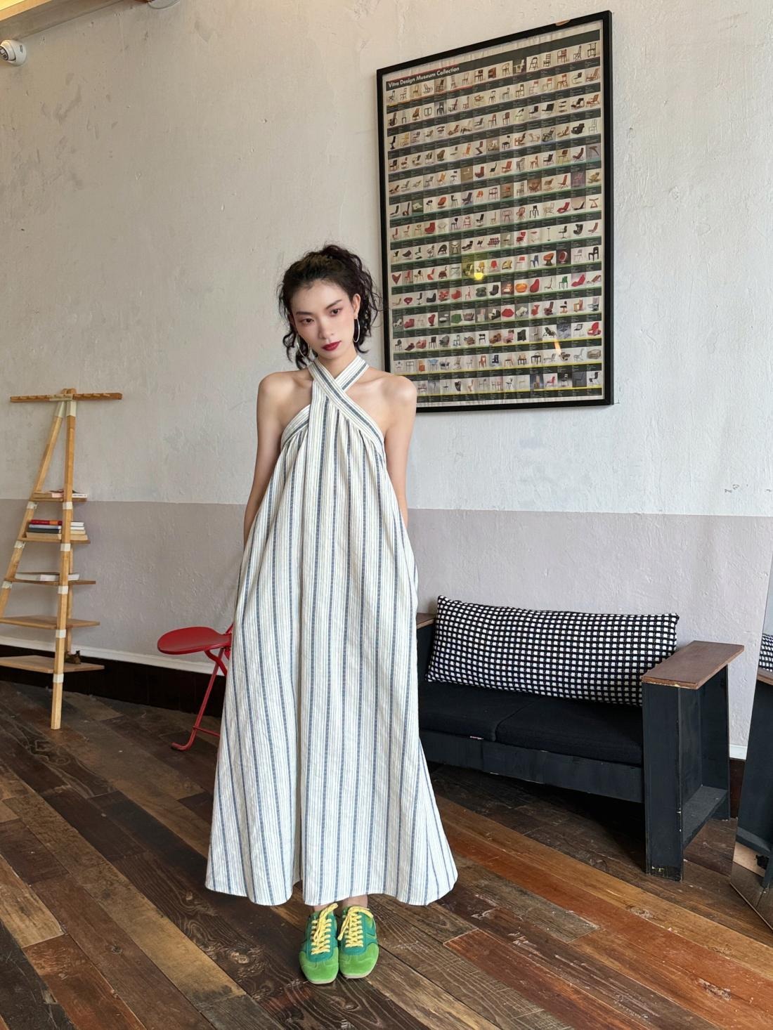 Alisa Sonya Women's Summer French Style Casual Striped Elegant Halter ...
