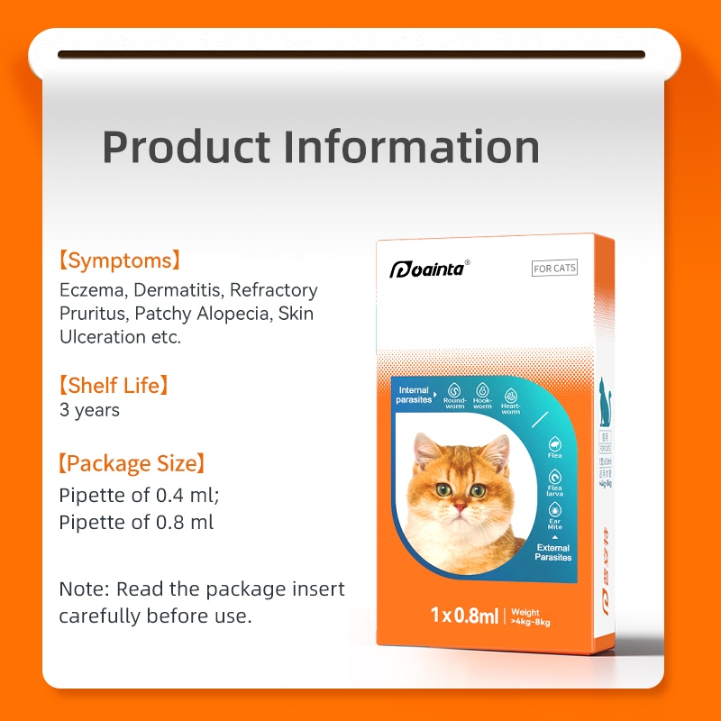 PUAINTA 2-IN-1 Internal & External Dewormer for Cat Anti Flea Ear Mite ...