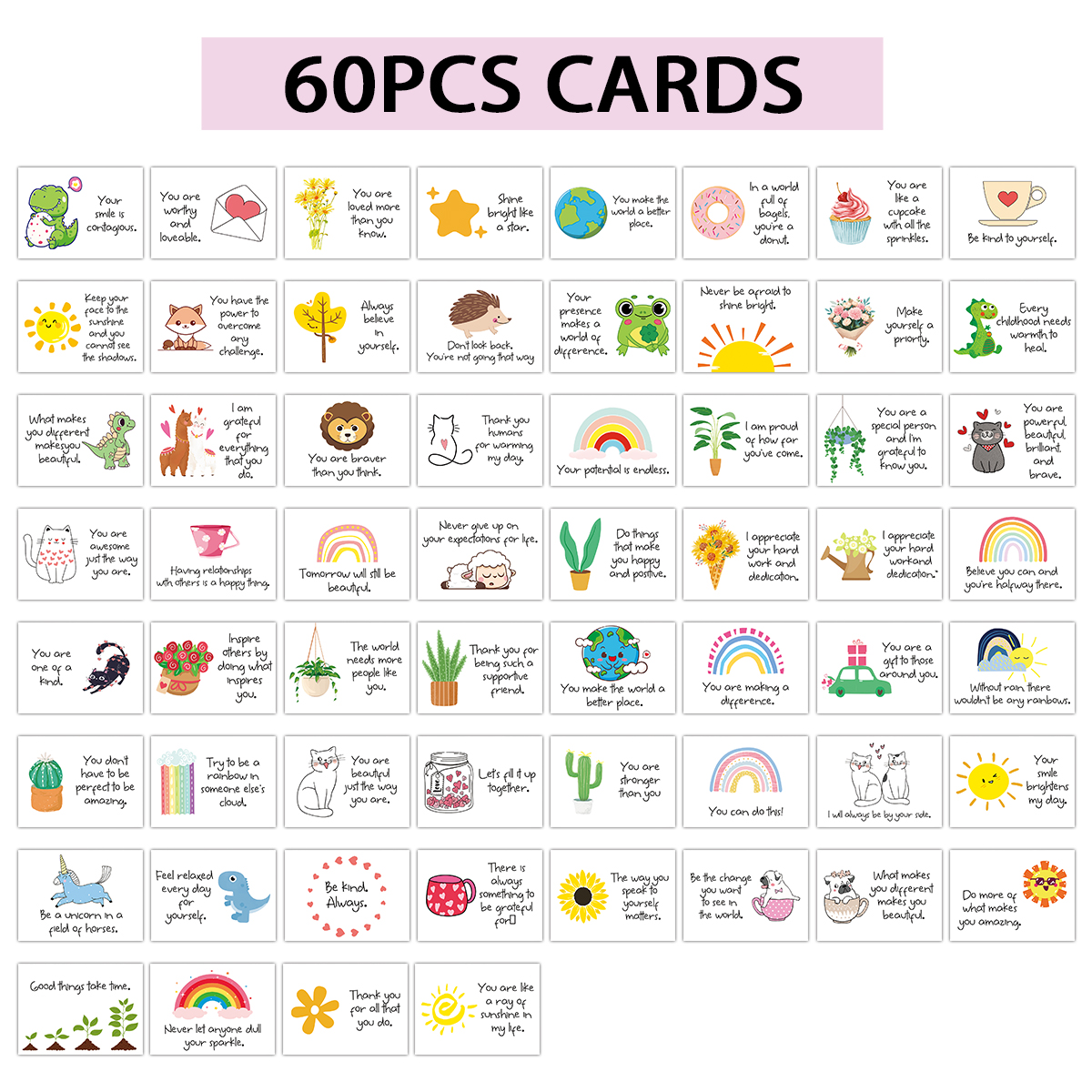 60-piece Motivational Affirmation Cards with Uplifting Messages for ...
