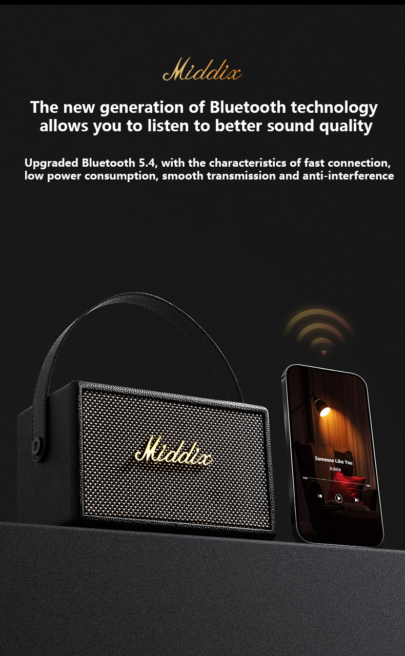 Middix Outdoor Wireless Speaker Vintage Wooden Player Built-in Battery ...