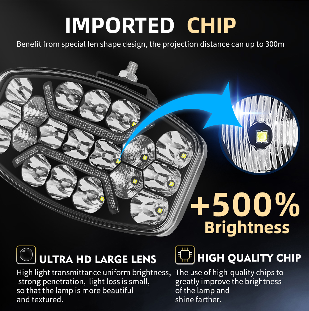 10INCH Truck LORI Jumbo Spotlight 360000LM 6000K FULL LED Amber DRL ...