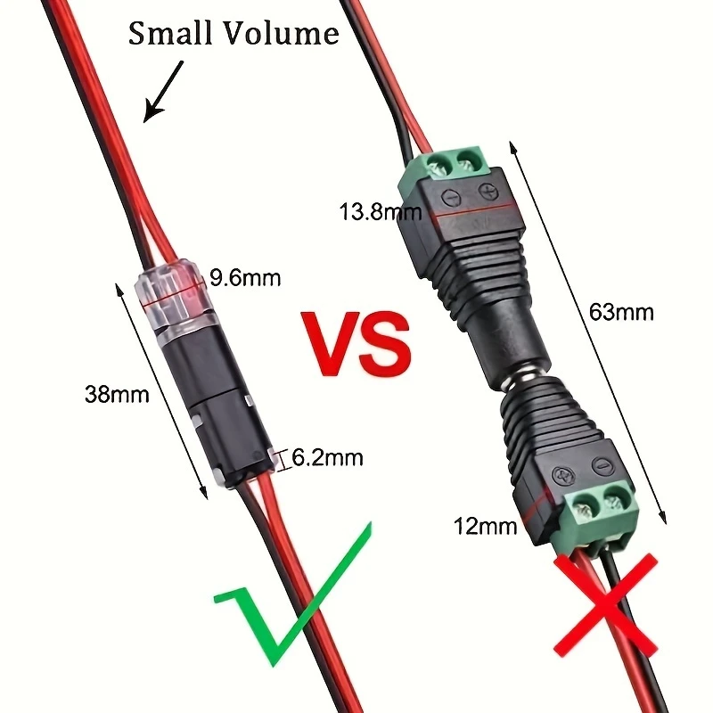 Quick Splice Wire Connectors, 2-Pin 2-Way Dual-Wire Plug-in Terminals ...