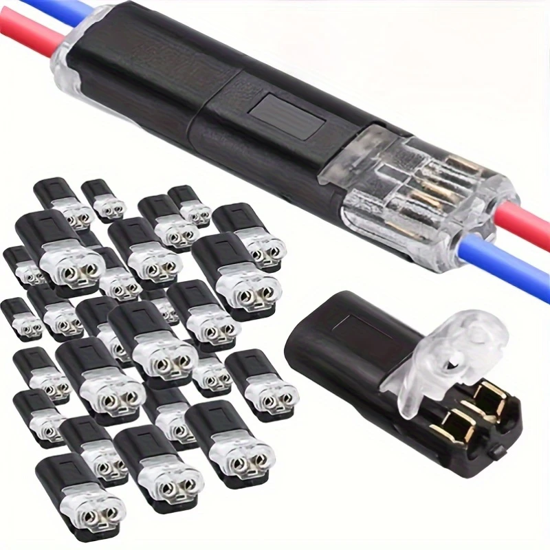 Quick Splice Wire Connectors, 2-Pin 2-Way Dual-Wire Plug-in Terminals ...