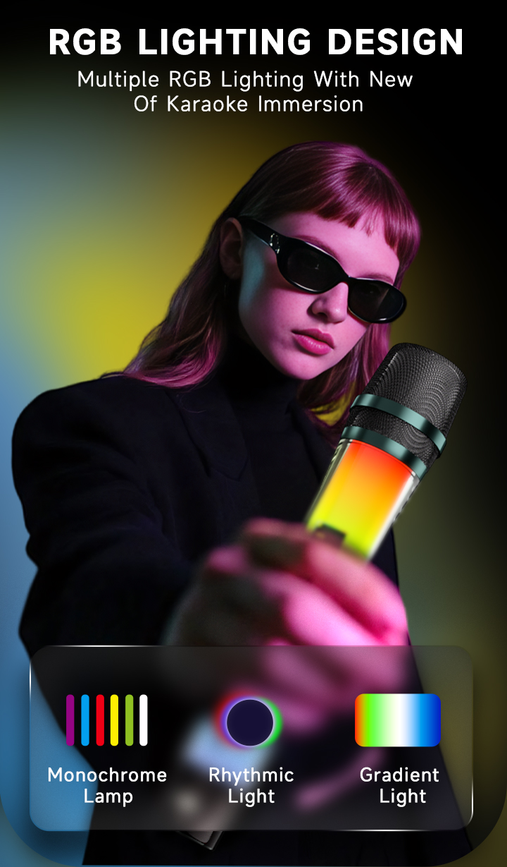 Koorfly KF-U1 RGB Wireless Microphone Mic Karaoke, Set High Quality UHF ...