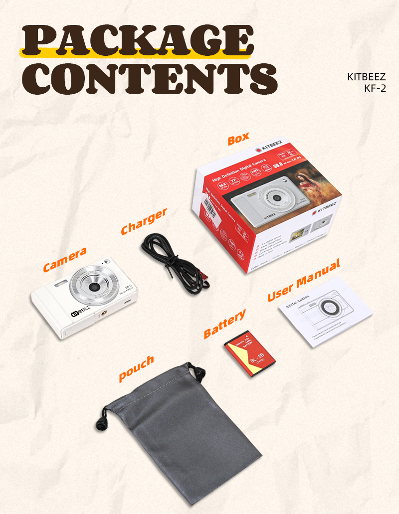 KiTBEEZ KF-2 56MP CCD Camera 1080P Video 16X Digital Zoom Retro Camera ...