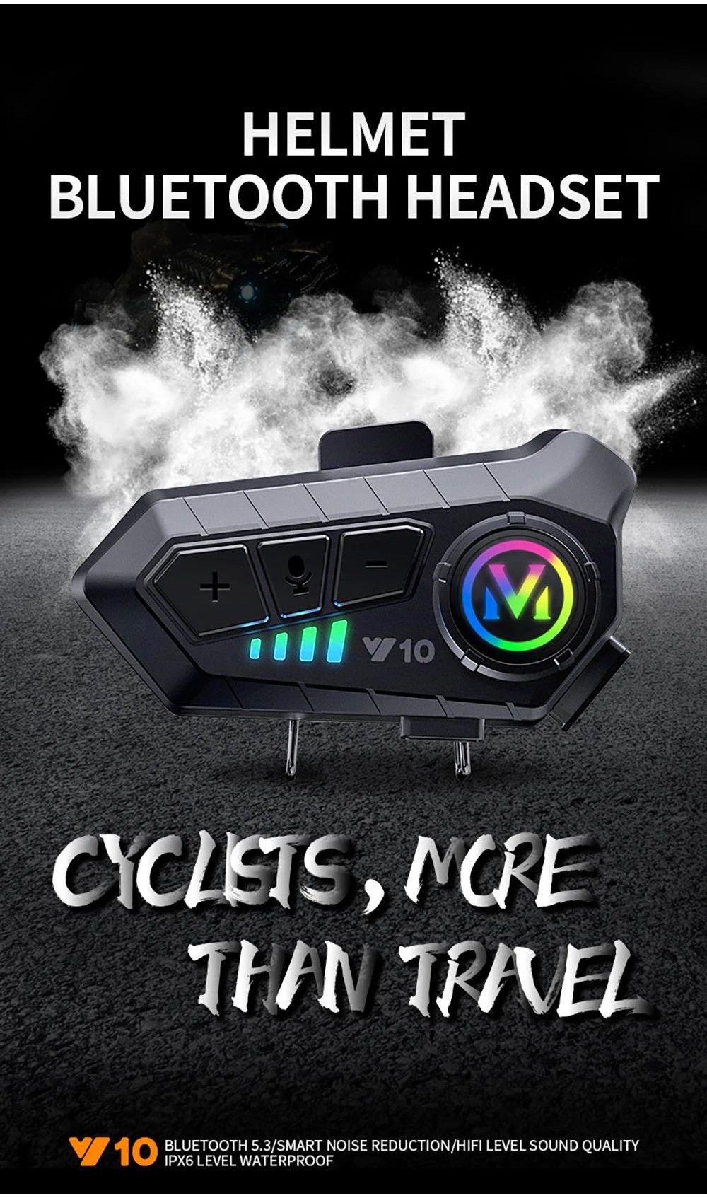 Y10 Earbuds Full Helmet Rider External Intercom Bluetooth Headset ...