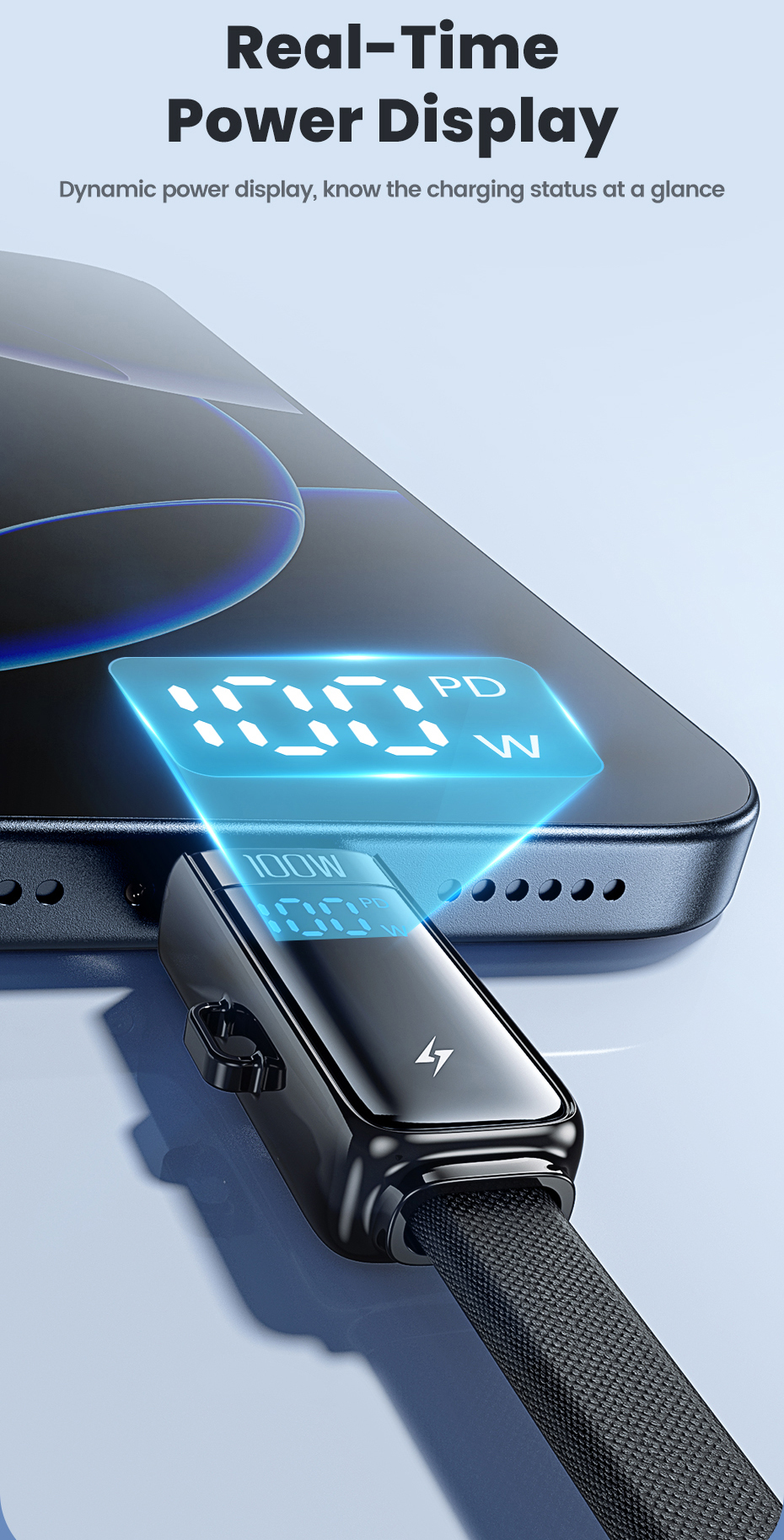 Toocki 4 In 1 Digital Display Charging Cable Multi-funcational PD100W ...