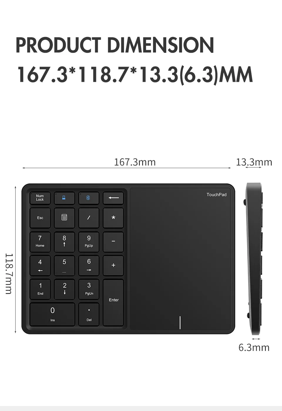jomaa Bluetooth Numeric Keypad Rechargeable Aluminum 2.4G 22-Key Number ...