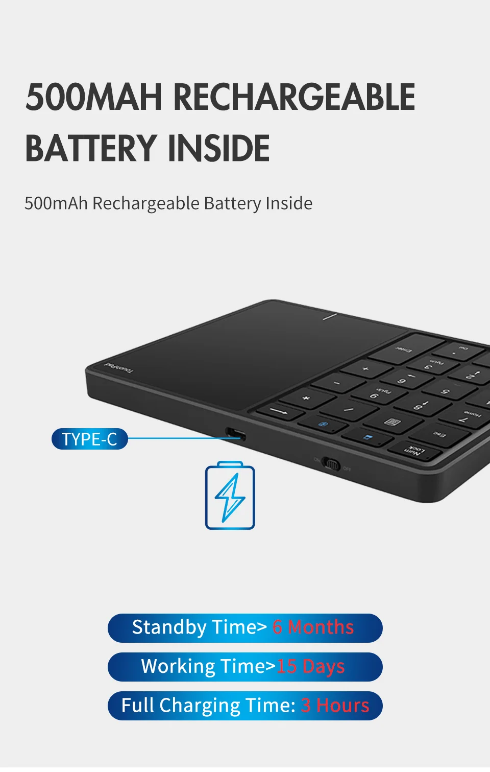 jomaa Bluetooth Numeric Keypad Rechargeable Aluminum 2.4G 22-Key Number ...