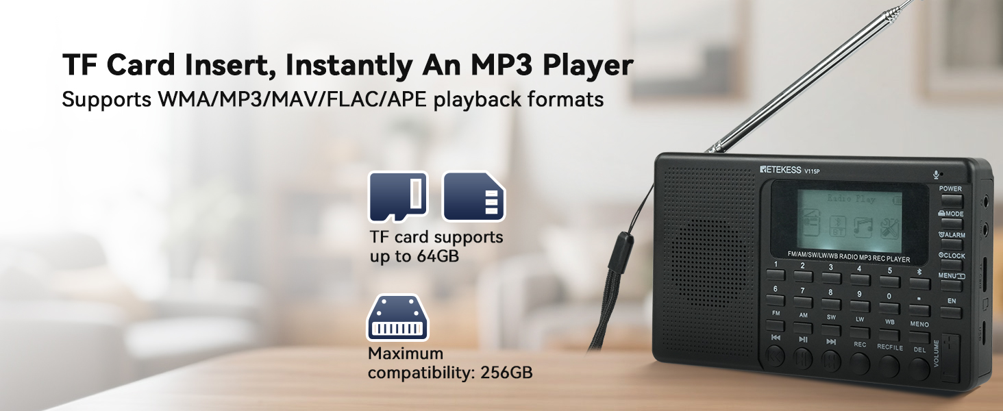【Local Delivery】Retekess V115P FM AM Protable Radio with Bluetooth ...