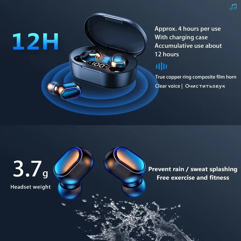 SPRISE E7S Black Earbuds Gaming Bluetooth 5.0 Earphones Stereo Sound ...