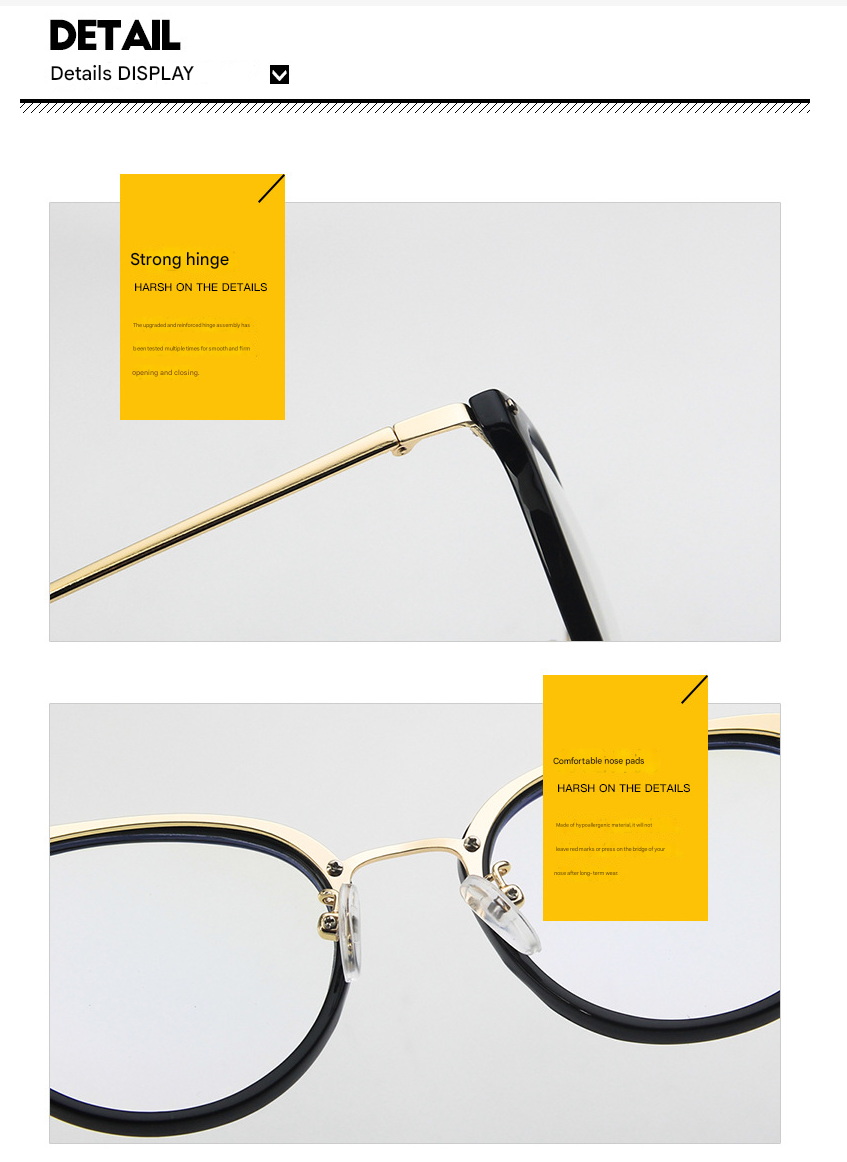 Retro Metal Oval Frame Glasses with Anti-radiation Lenses for Both Men ...