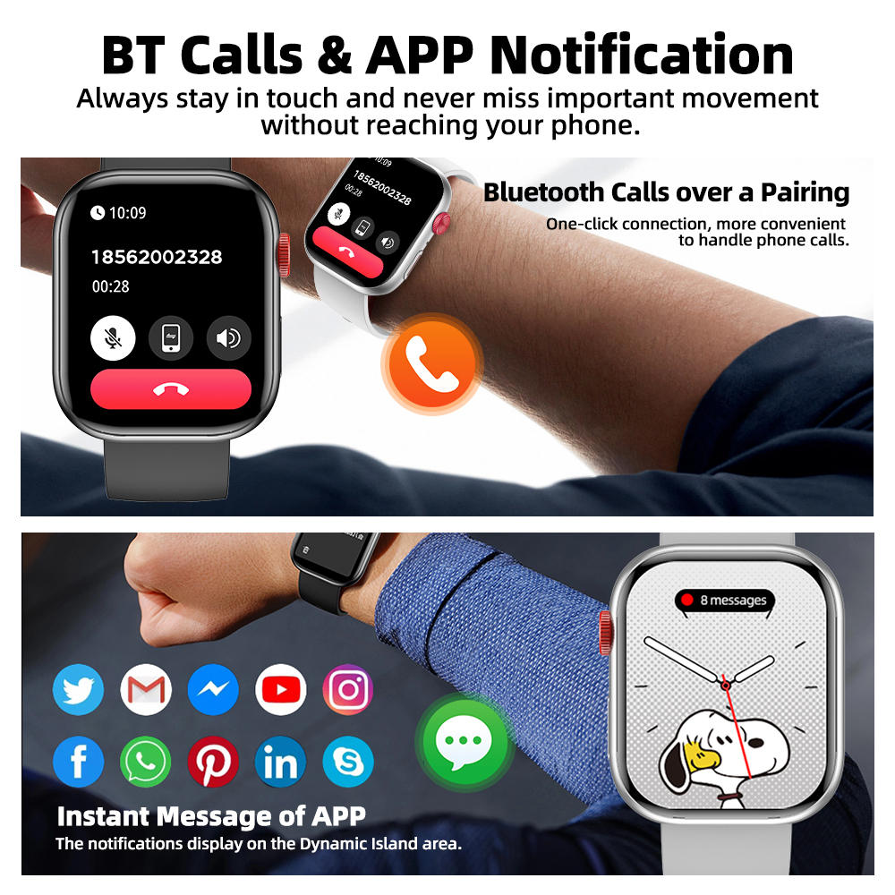 GOOJODOQ Smart Watch 5 in 1 IP67 Waterproof Bluetooth Call Health ...