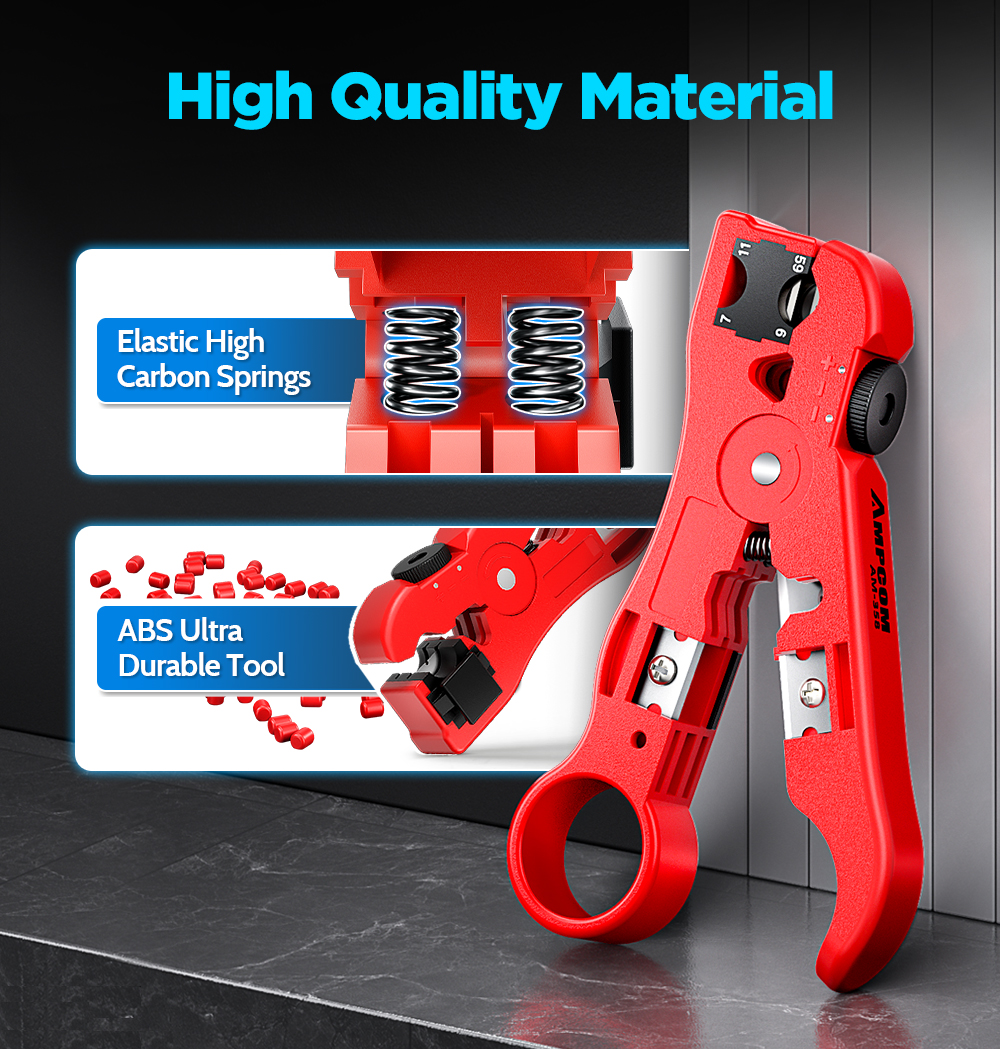 AMPCOM AM-358 Red Wire Stripper - Multi-in-1 wire stripping knife in a wire stripping tool set ...
